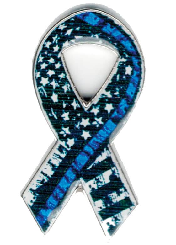 Lapel Pin USA Blue Line Ribbon - Ramsons Imports