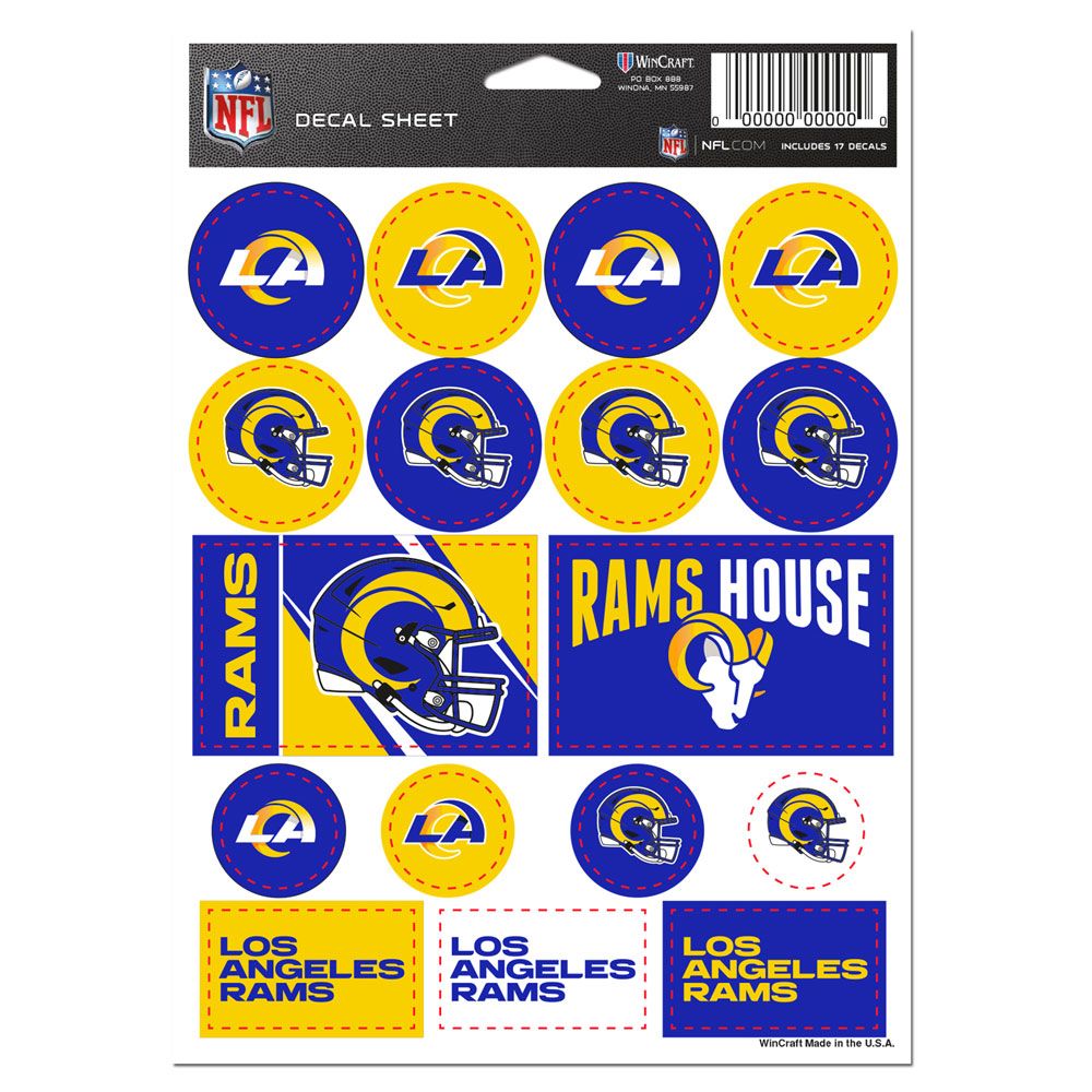 Die Cut Vinyl Sticker Sheet Los Angeles Rams - Ramsons Imports