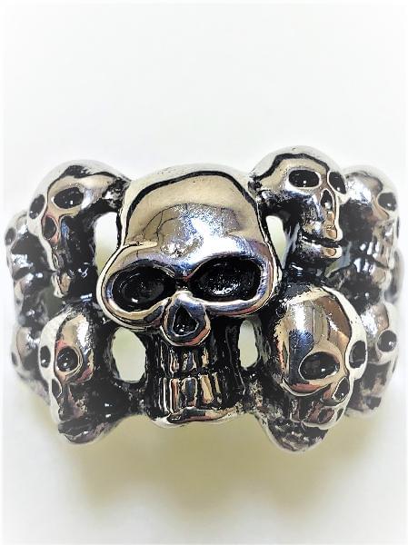 Rings Stainless Steel Biker w/Skull Clusters - Ramsons Imports